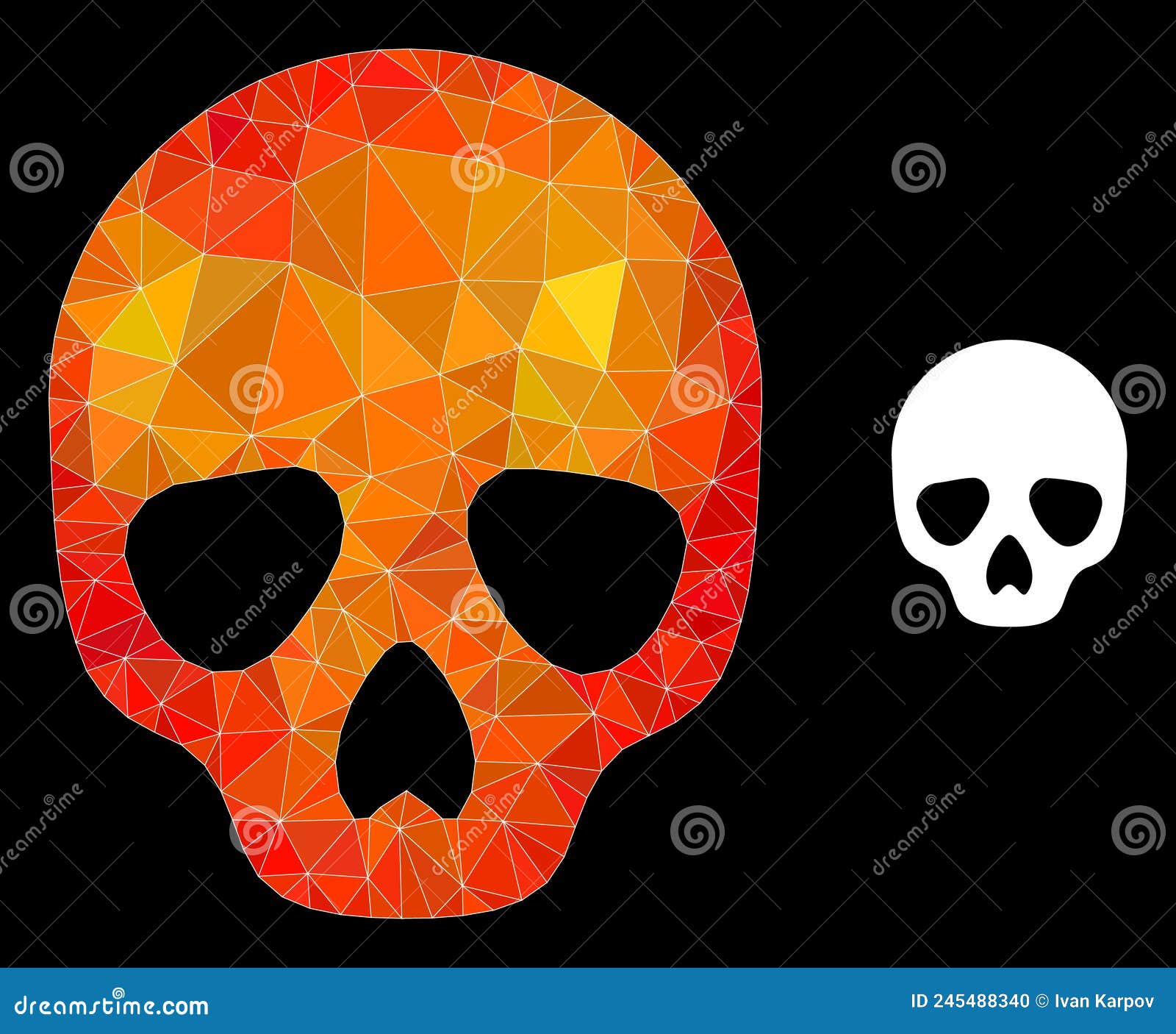 Vector Polygonal Skull Icon with Fire Gradient Stock Illustration ...
