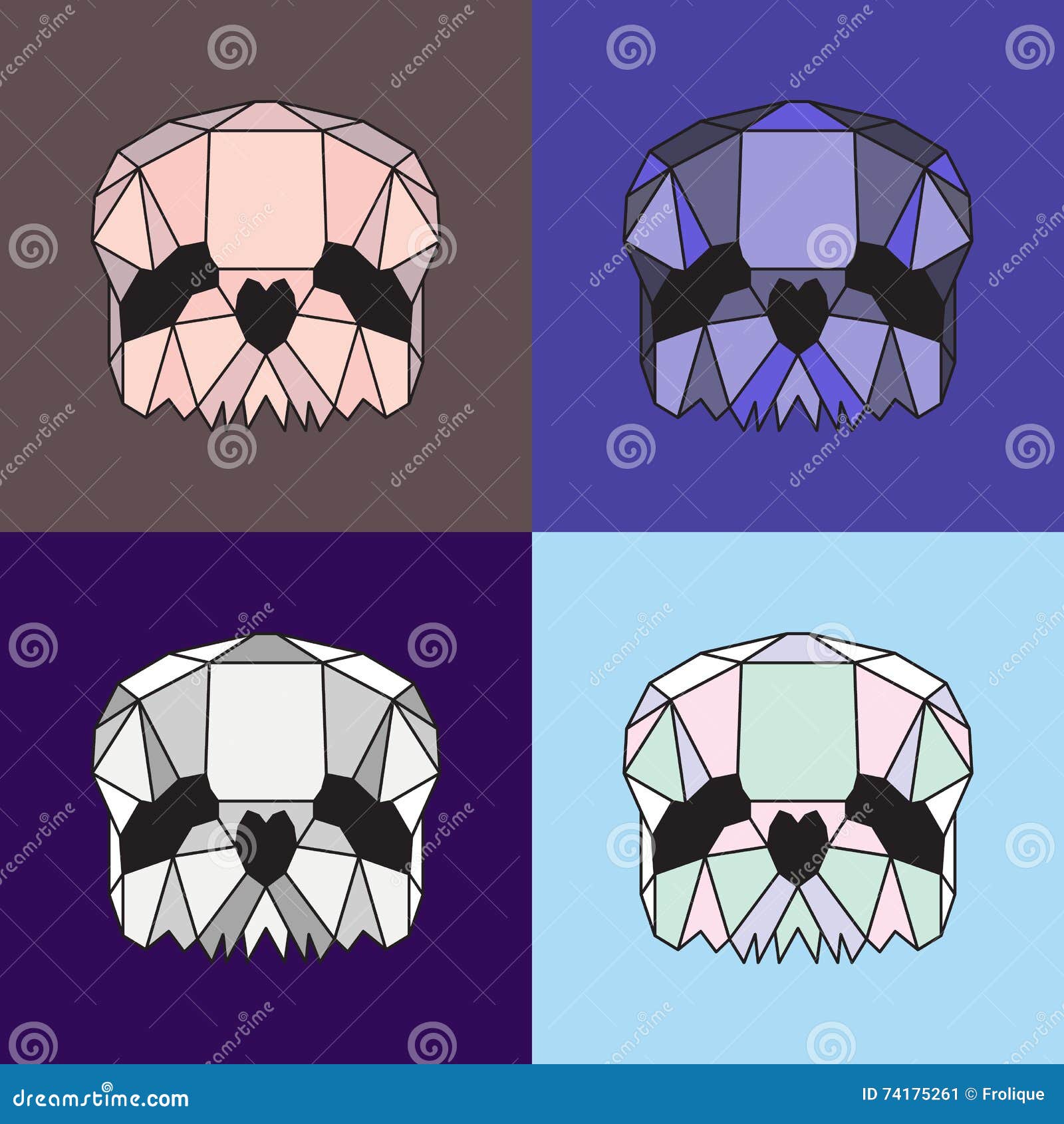 Low poly skull set stock vector. Illustration of colored - 74175261