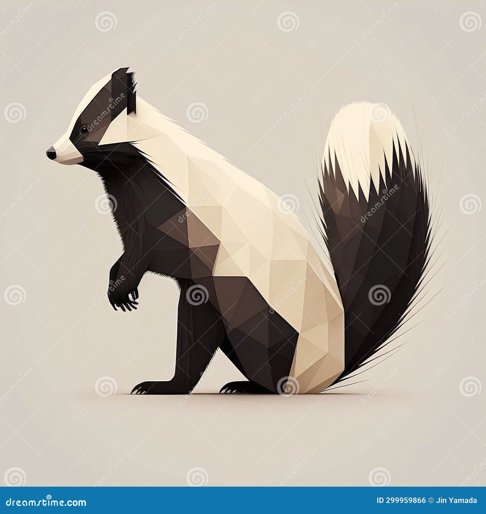 Low Poly Skunk Isolated on Beige Background. Vector Illustration Stock ...