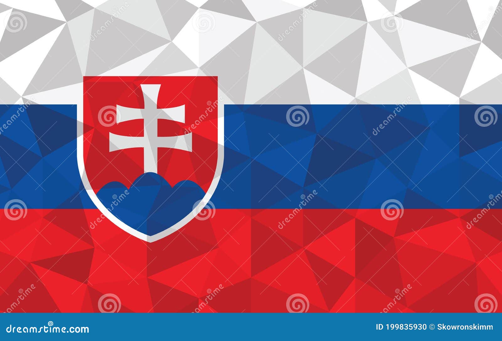 Low Poly Slovakia Flag Vector Illustration. Triangular Slovak Flag ...