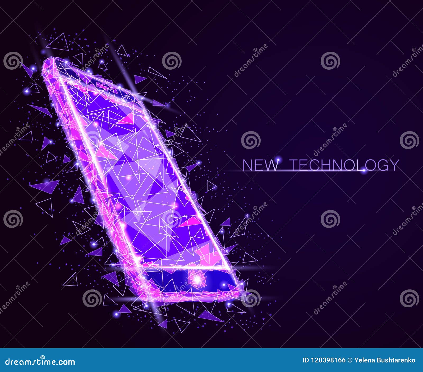 Low Poly Smartphone Mobile Touch Screen Display. Triangle Polygonal ...