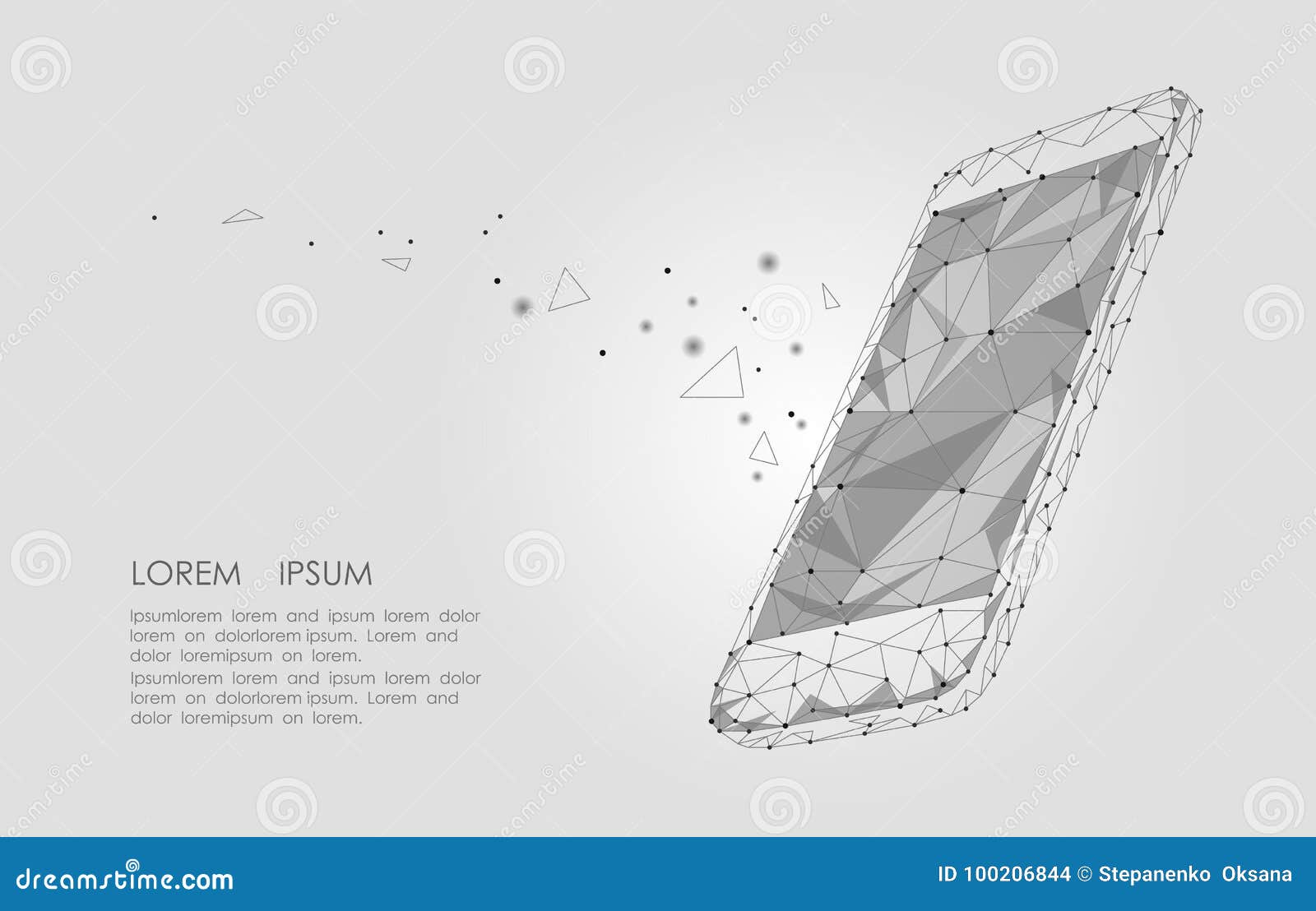 Low Poly Smartphone Mobile Touch Screen Display. Triangle Polygonal ...