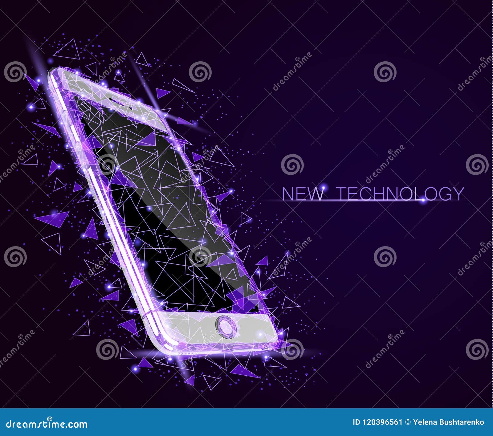 Low Poly Smartphone Mobile Touch Screen Display. Triangle Polygonal ...