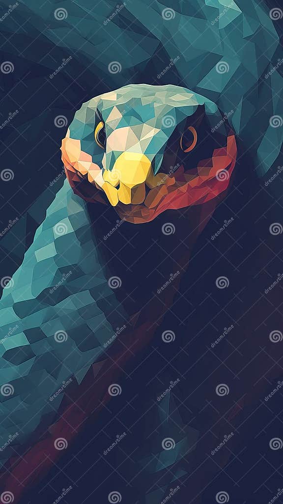 Low Poly Snake on Dark Background. Generative AI Stock Illustration ...