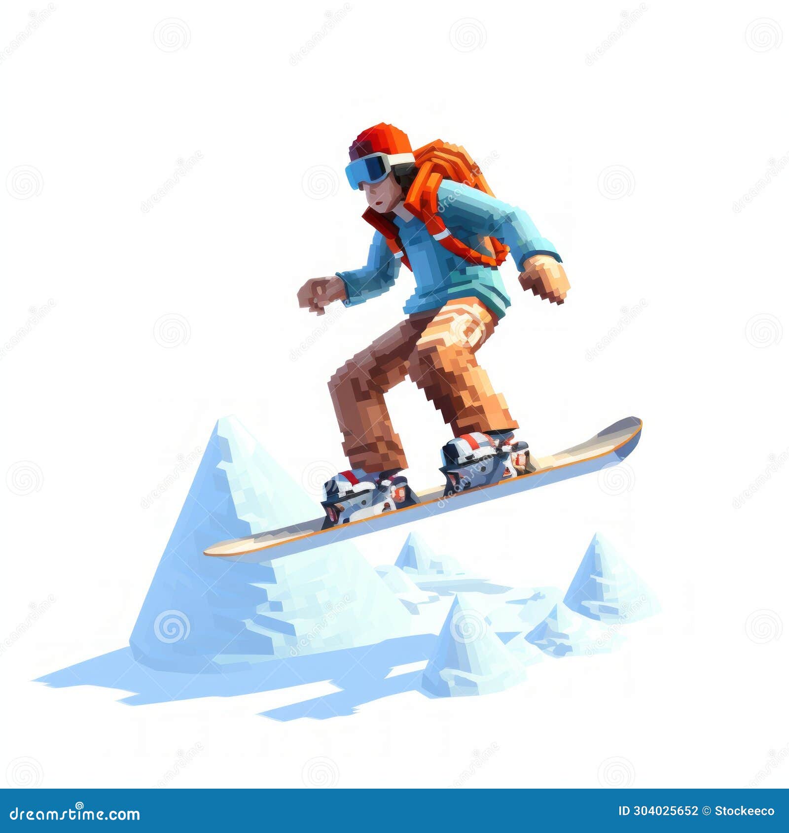 Low Poly Snowboarding: a Hyper-detailed 3d 8-bit Pixel Cartoon Stock ...