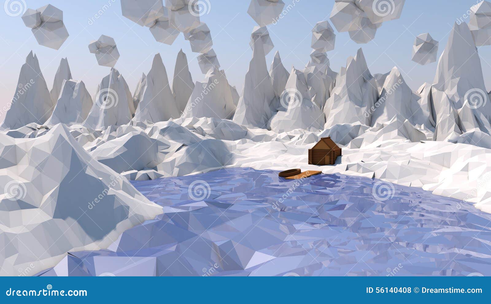 Low poly snowy landscape stock illustration. Illustration of abstract ...