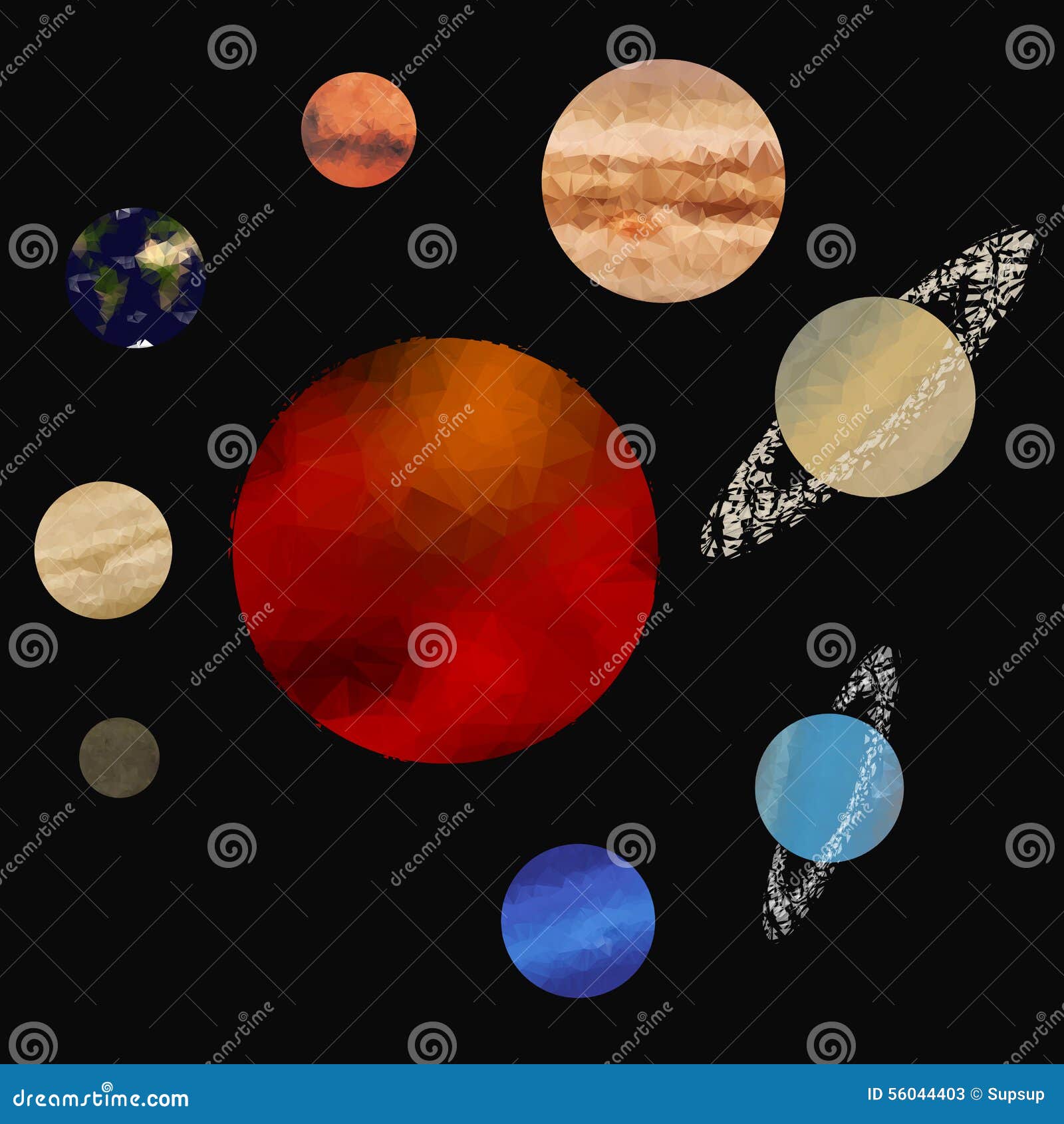 Low poly solar system stock vector. Illustration of system - 56044403