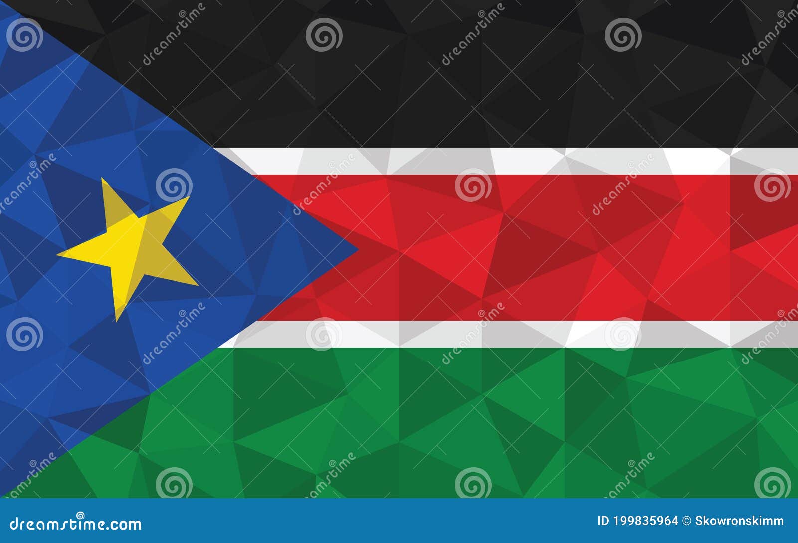 Low Poly South Sudan Flag Vector Illustration. Triangular South ...