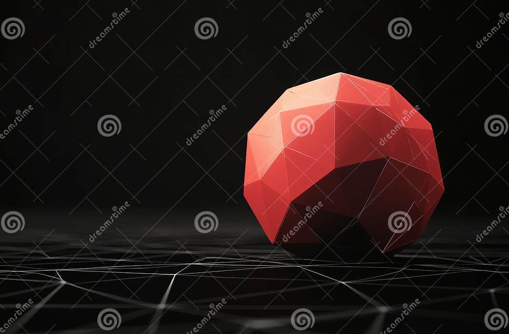 A Low Poly Sphere with a Chaotic Form Rendered in 3D Abstract. Stock ...