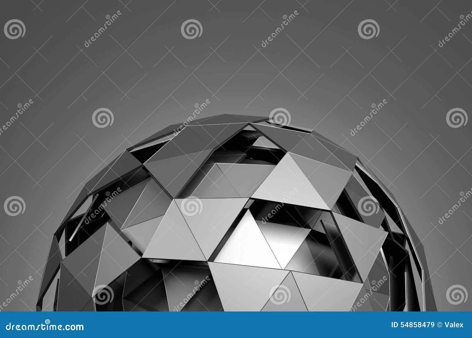 Low Poly Sphere Is In The Corner, Simple Shape, 3d Rendering Modern ...