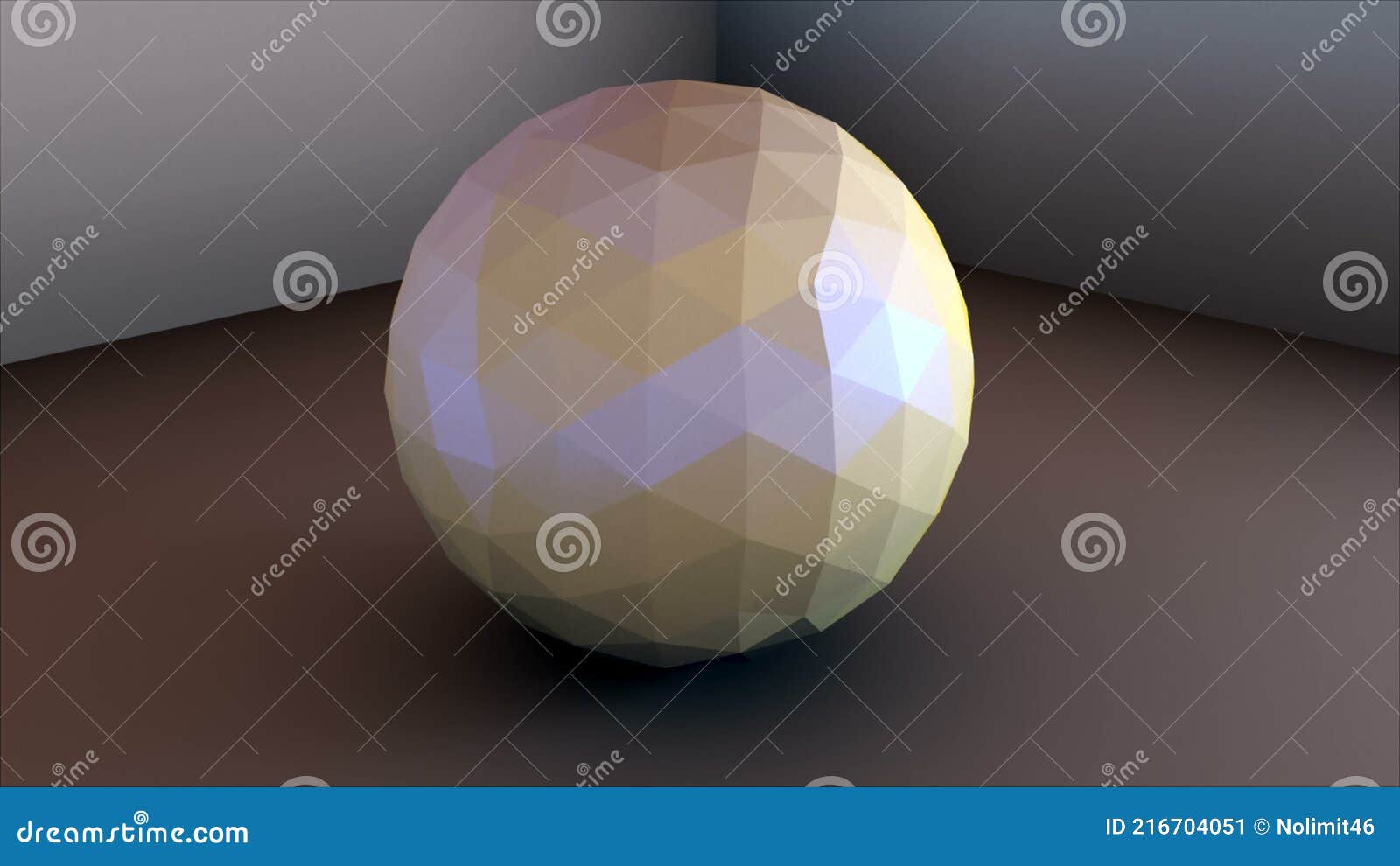 Low Poly Sphere Is In The Corner, Simple Shape, 3d Rendering Modern ...
