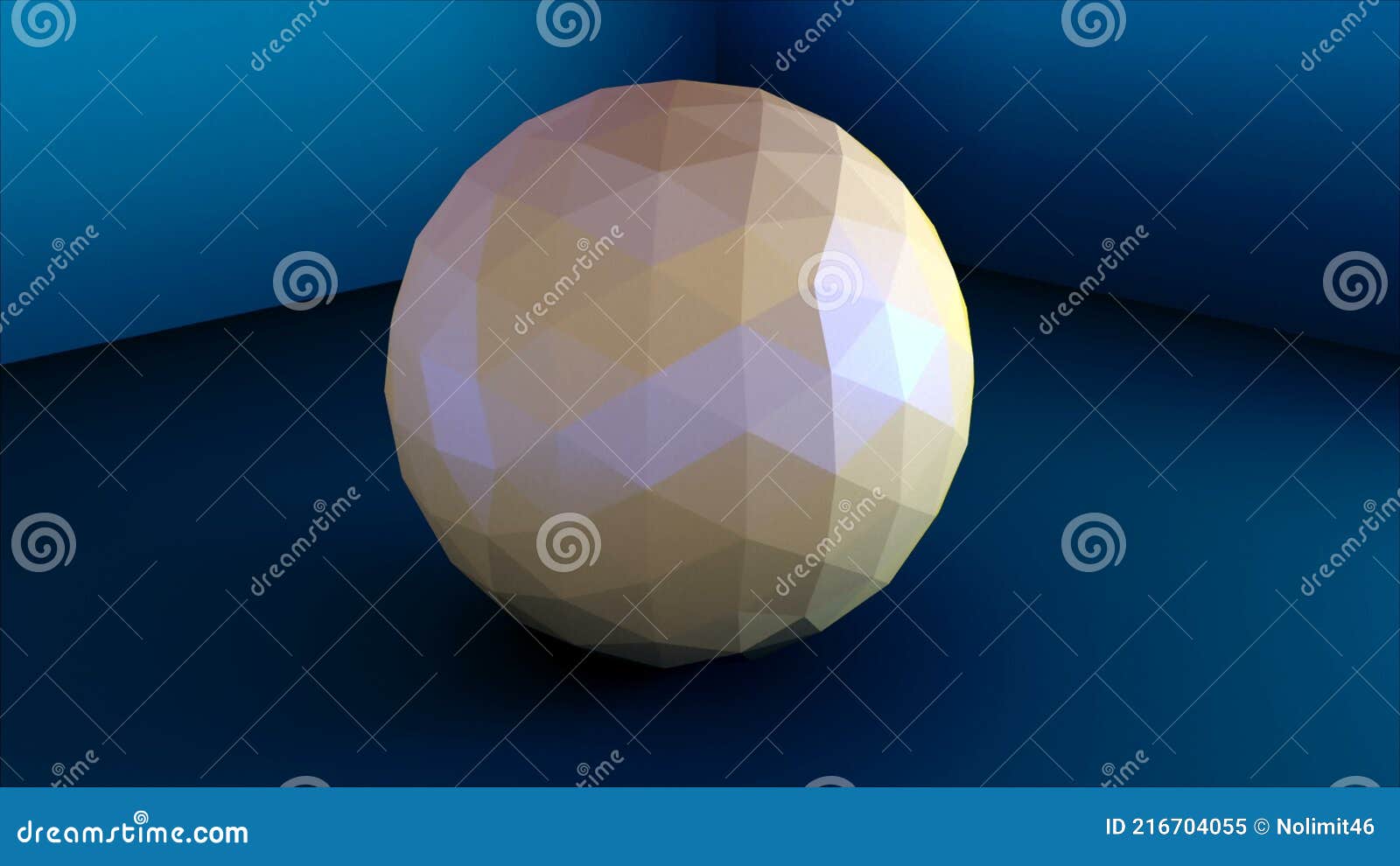 Low Poly Sphere is in the Corner, Simple Shape, 3d Rendering Modern ...