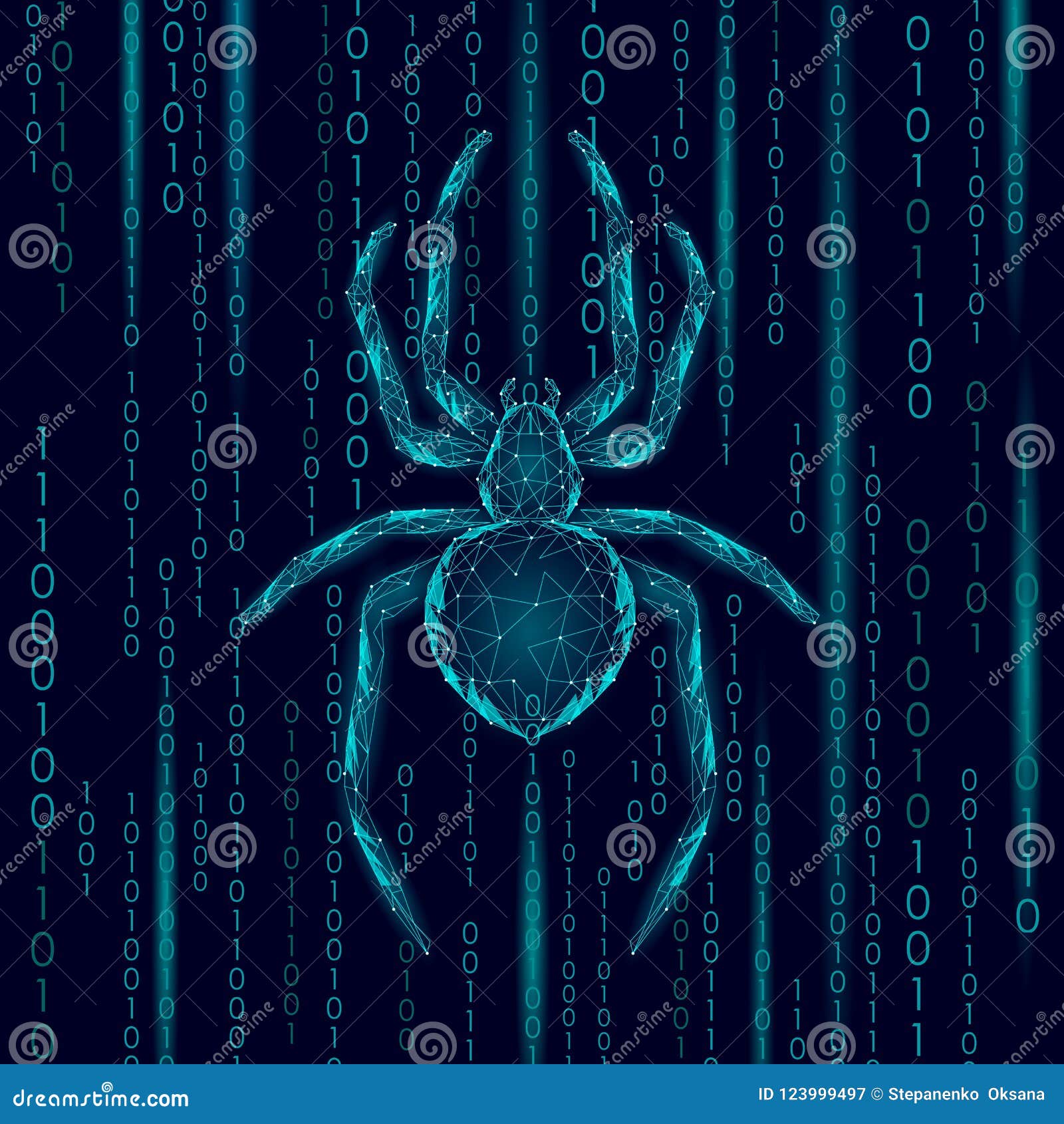 Low Poly Spider Hacker Attack Danger. Web Security Virus Data Safety ...