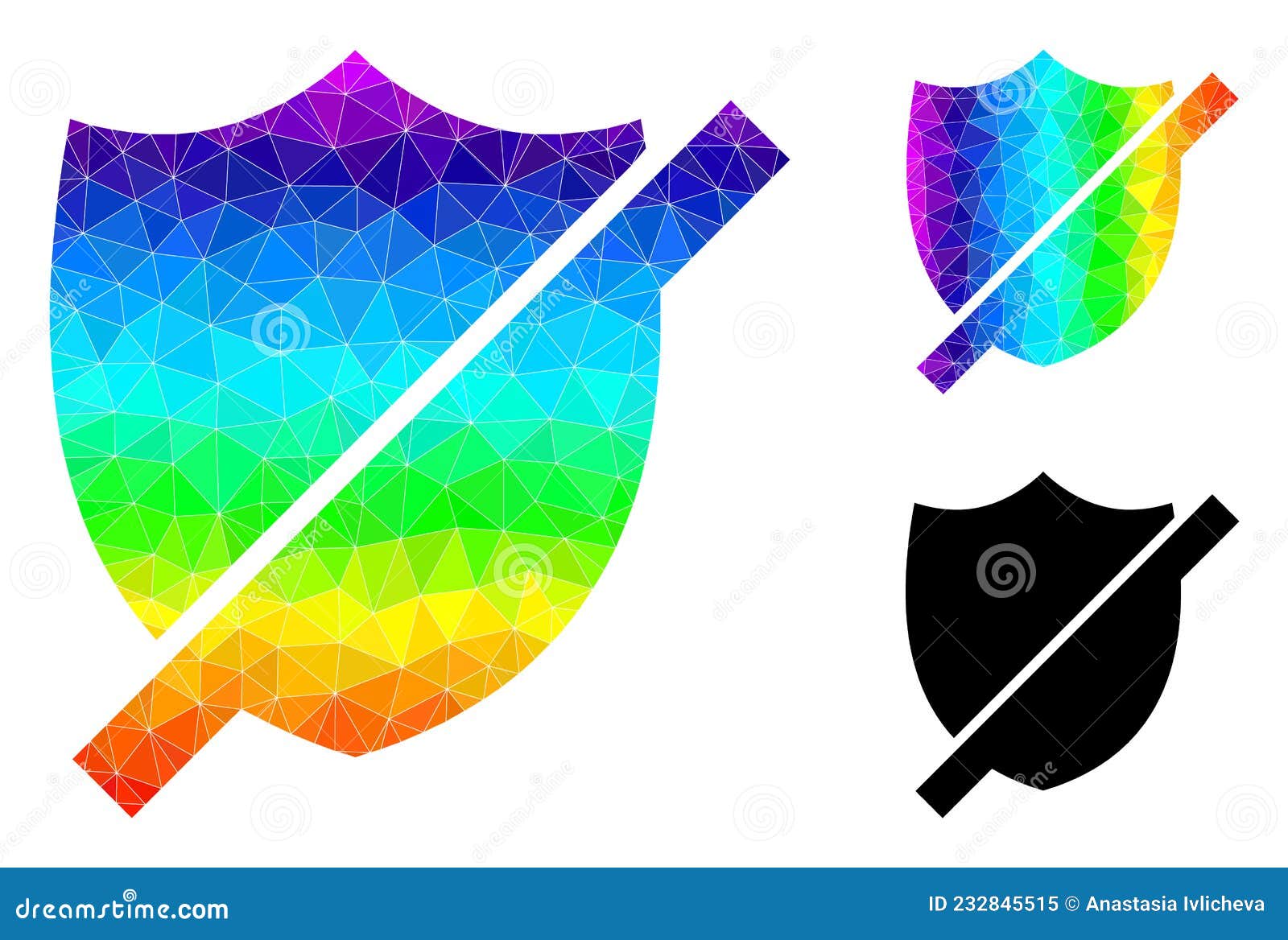 Vector Polygonal Stop Shield Icon with Spectral Colored Gradient Stock ...