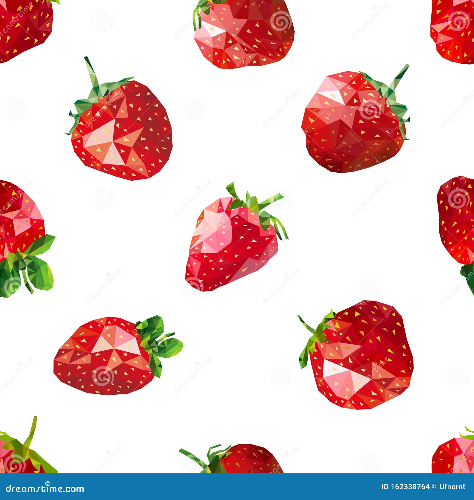 Low Poly Strawberries Seamless Pattern Stock Vector - Illustration of ...