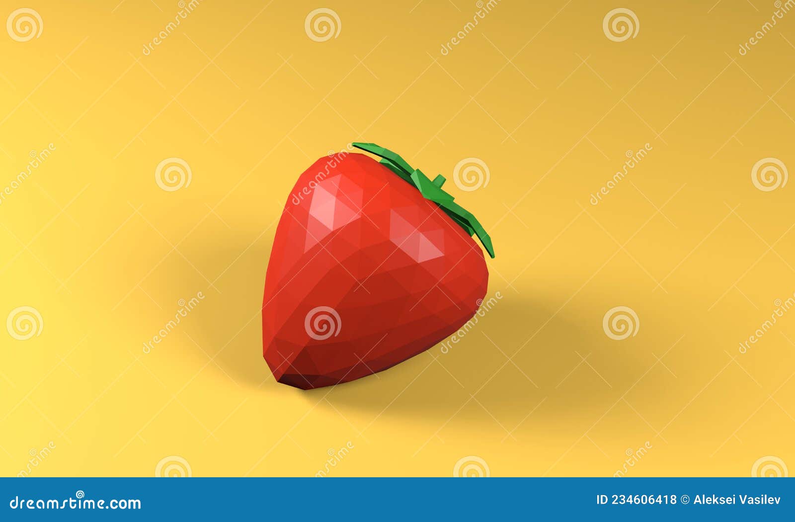 Low Poly Strawberry. Stylized 3d Illustration. Stock Illustration ...