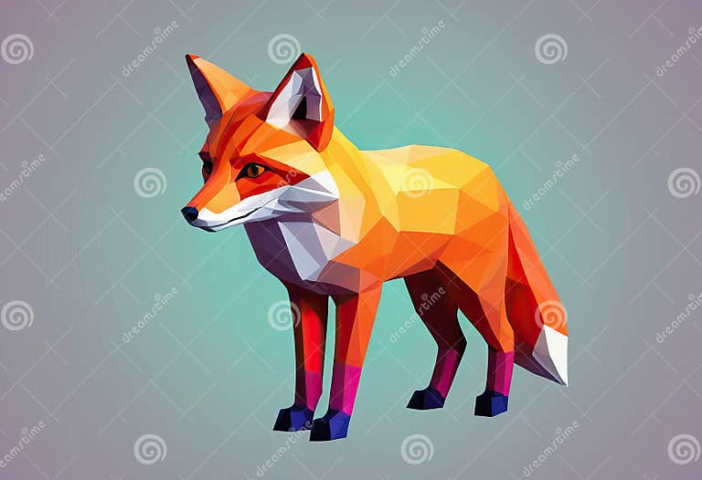 Low-poly Style Fox, Made of Geometric Triangles, Sharp Stripes Stock ...