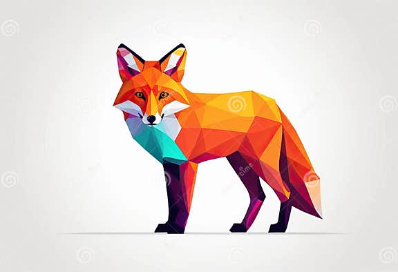 Low-poly Style Fox, Made of Geometric Triangles, Sharp Stripes Stock ...