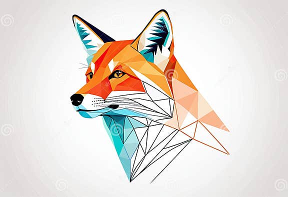 Low-poly Style Head of a Fox, Made of Geometric Triangles, Sharp ...