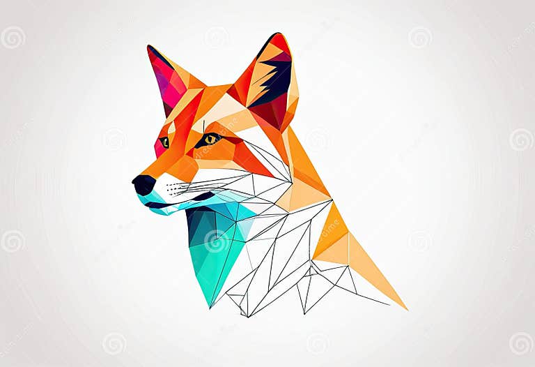 Low-poly Style Head of a Fox, Made of Geometric Triangles, Sharp ...