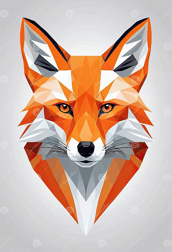 Low-poly Style Head of a Fox, Made of Geometric Triangles, Sharp ...