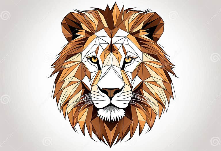 Low-poly Style Head of a Lion, Made of Geometric Triangles, Sharp ...