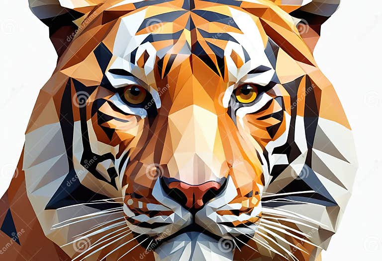 Low-poly Style Head of a Tiger, Made of Geometric Triangles, Sharp ...