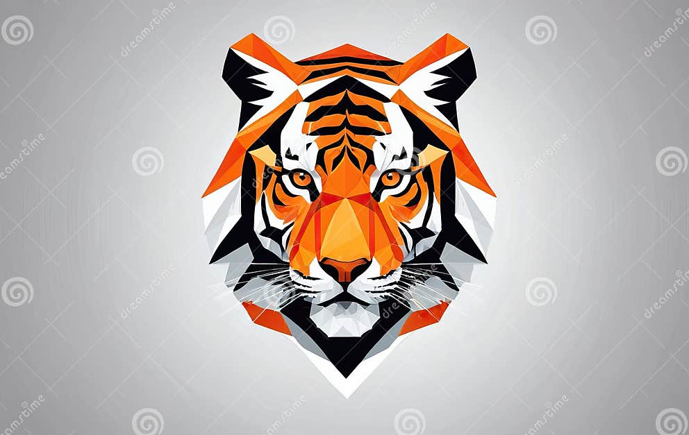 Low-poly Style Head of a Tiger, Made of Geometric Triangles, Sharp ...