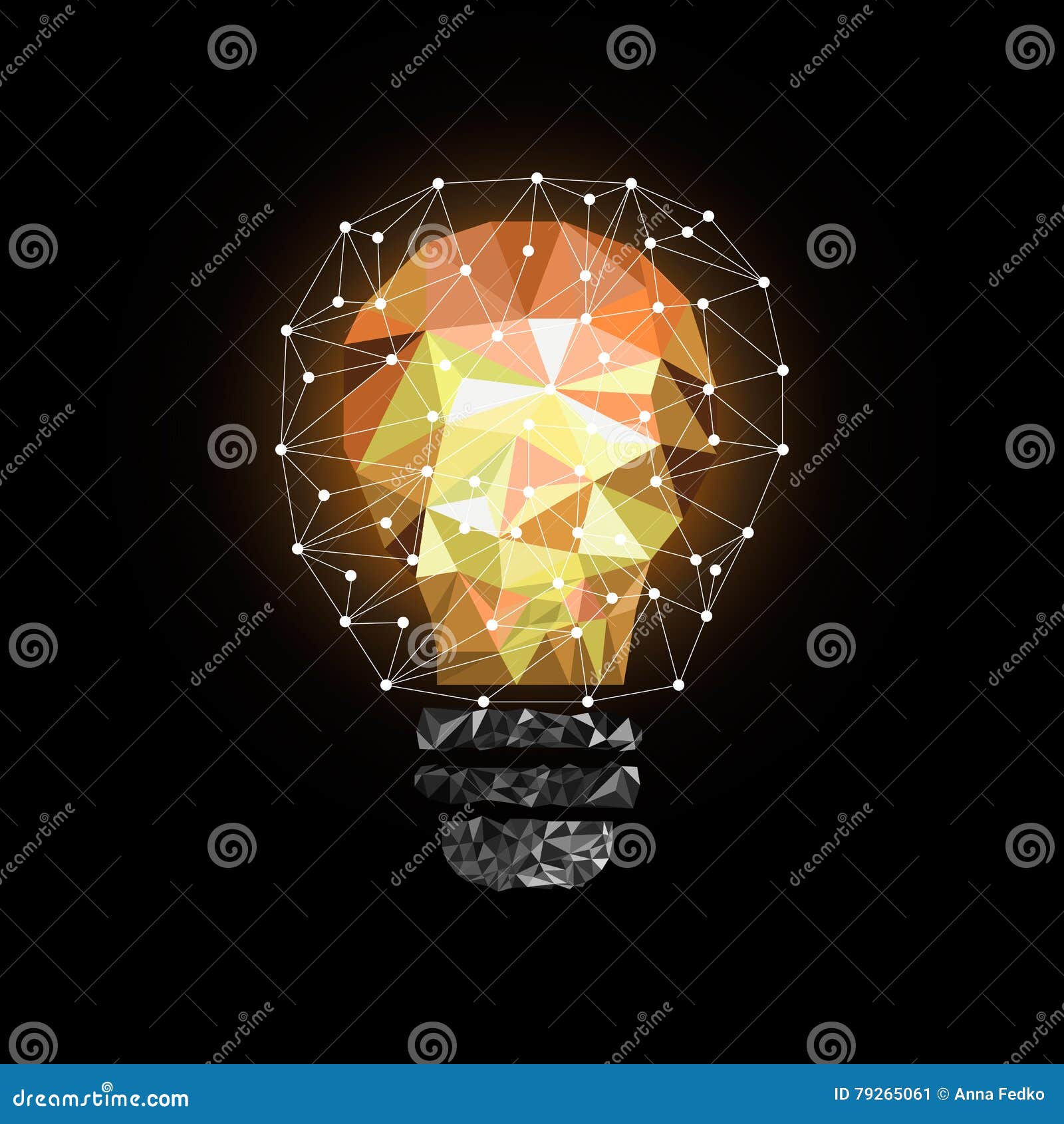 Low Poly Style Light Bulb. Vector Abstract Illustration on Black ...