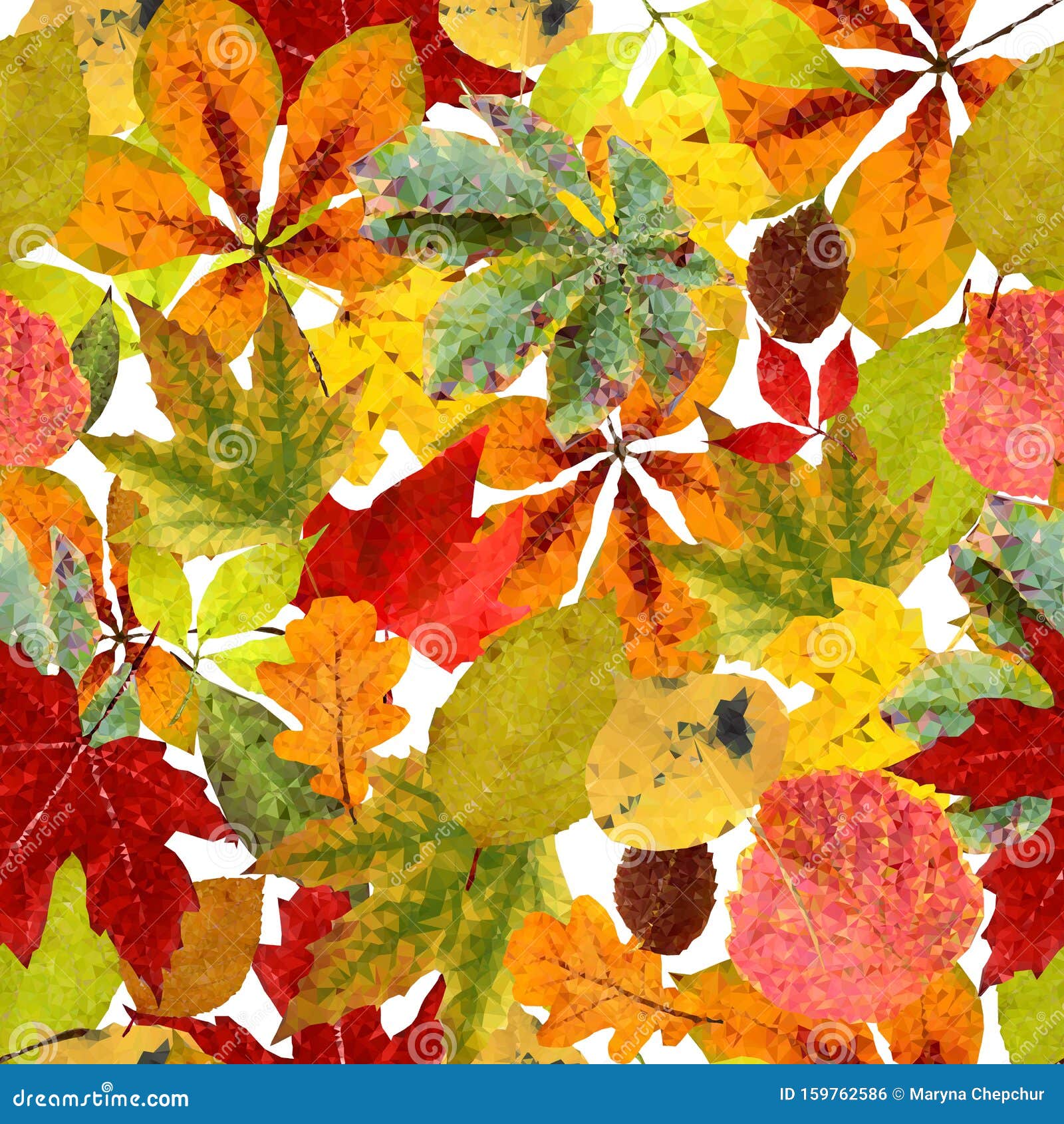 Low Poly Style. Realistic Autumn Leaves Stock Vector - Illustration of ...