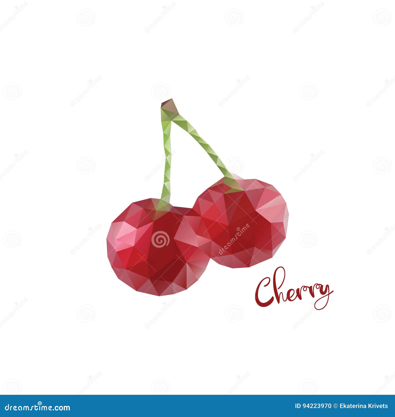 Low Poly Style. Red Cherry from Triangles Lettering Stock Vector ...