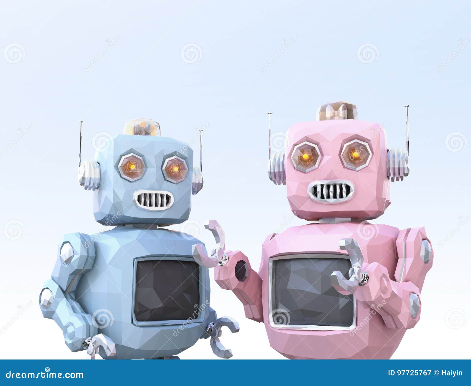 Low Poly Style Robots are Enjoyed Chatting with Each Other Stock ...