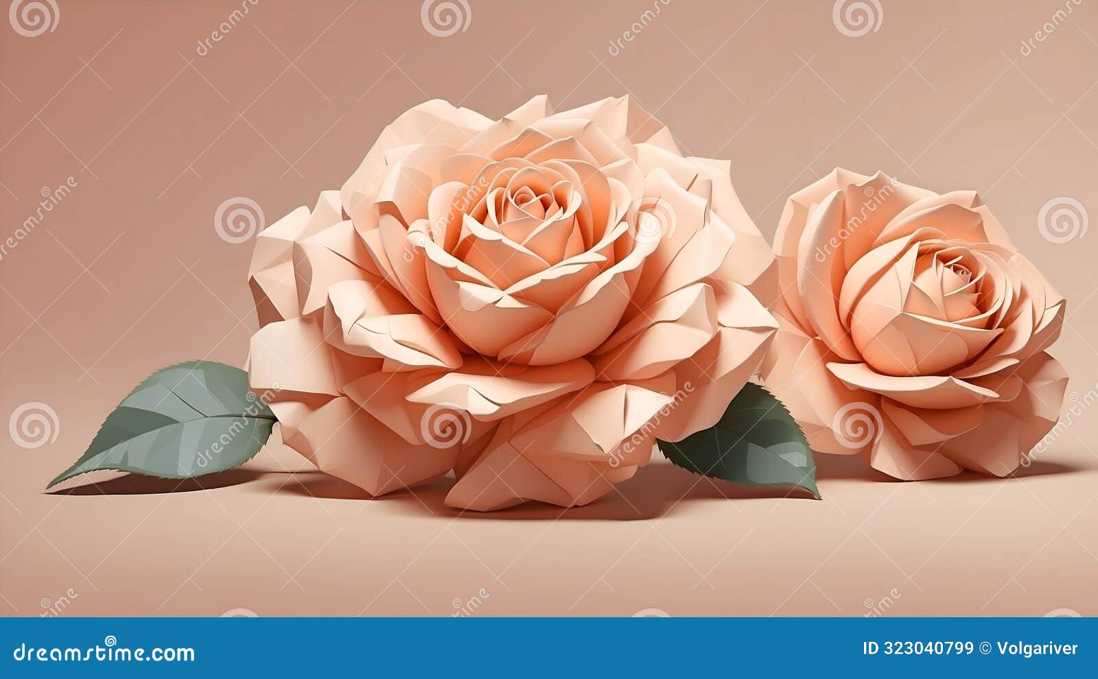 Low Poly Style Rose in the Color of the Year - Peach Fuzz Stock ...