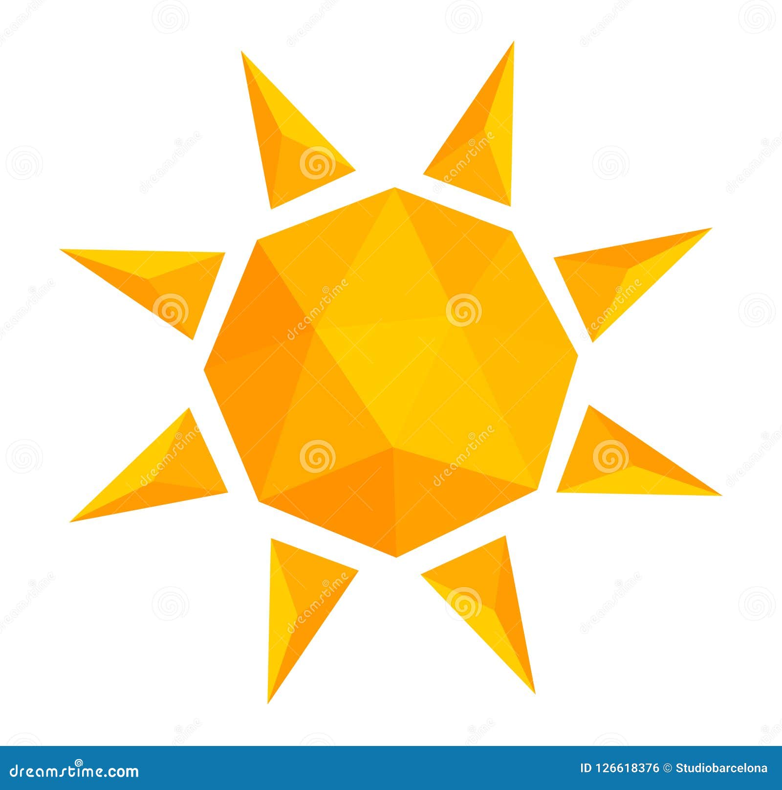 Low poly style sun icon stock vector. Illustration of geometric - 126618376