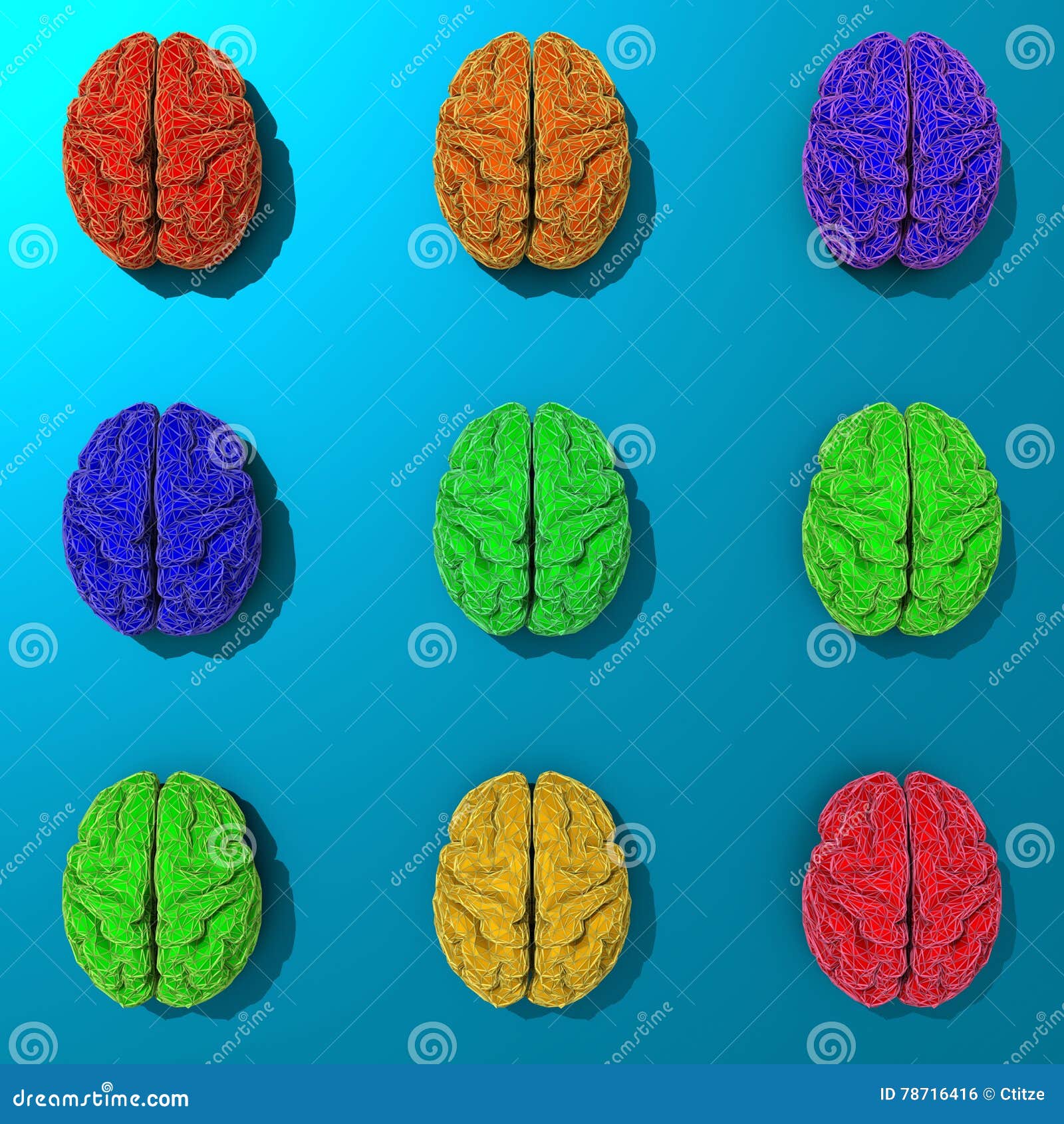 Low Poly Stylized Brains Illustration Stock Illustration - Illustration ...