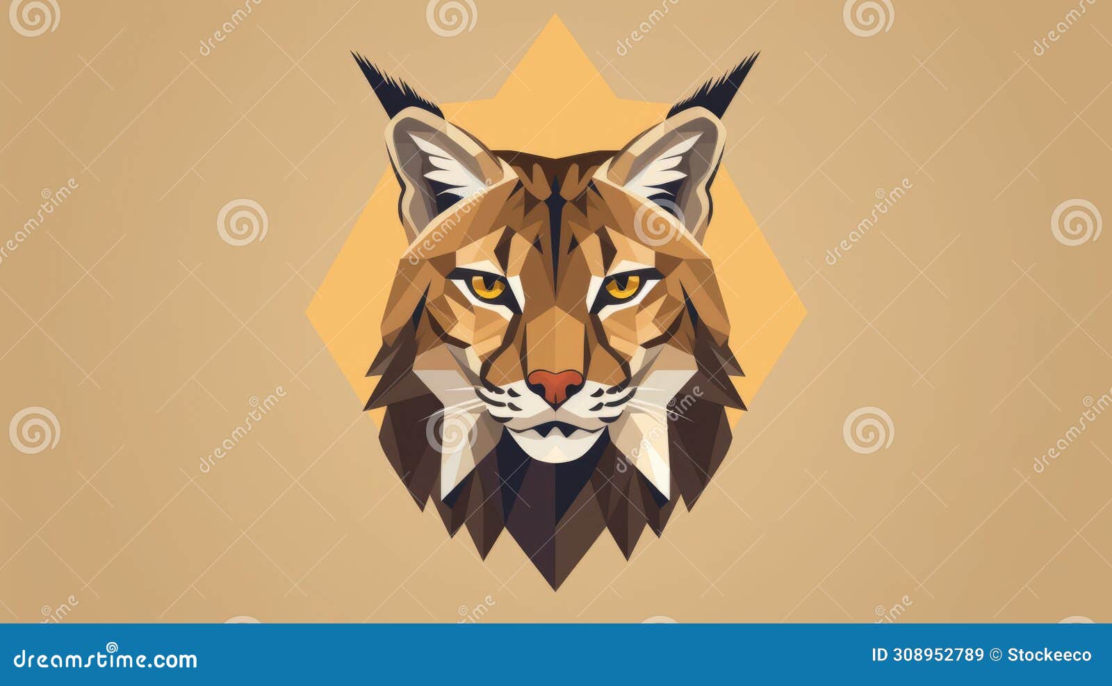 Minimalist Bobcat Geometric Design on Grey Background Stock ...