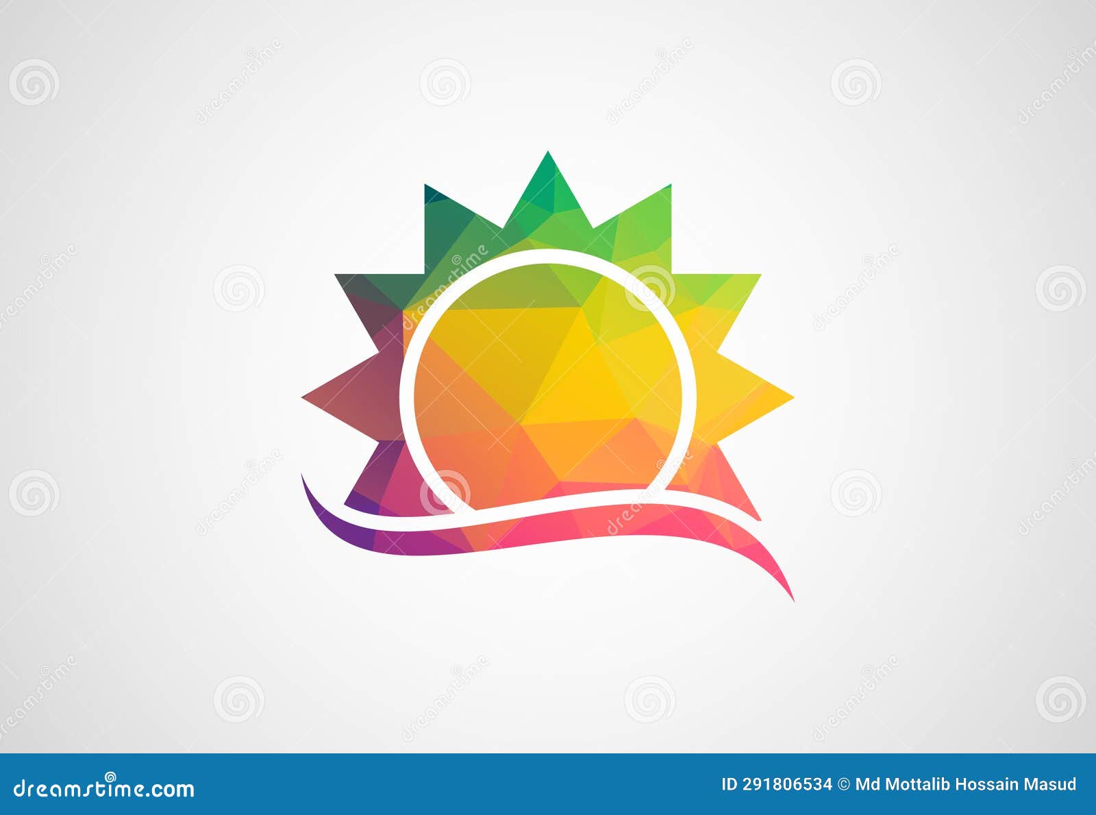 Low Poly and Sun Logo, Vector Design Concept Stock Illustration ...