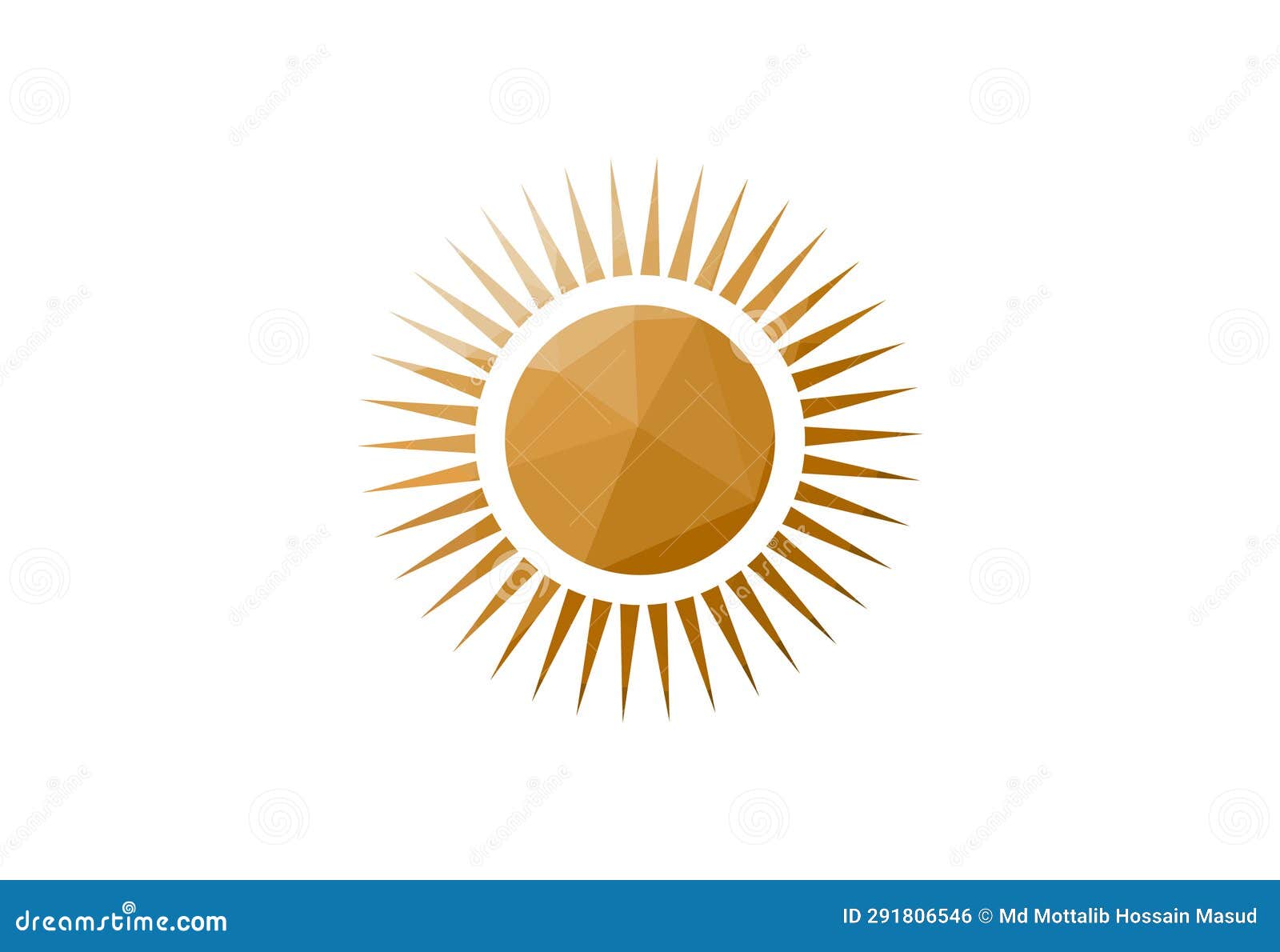 Low Poly and Sun Logo, Vector Design Concept Stock Illustration ...