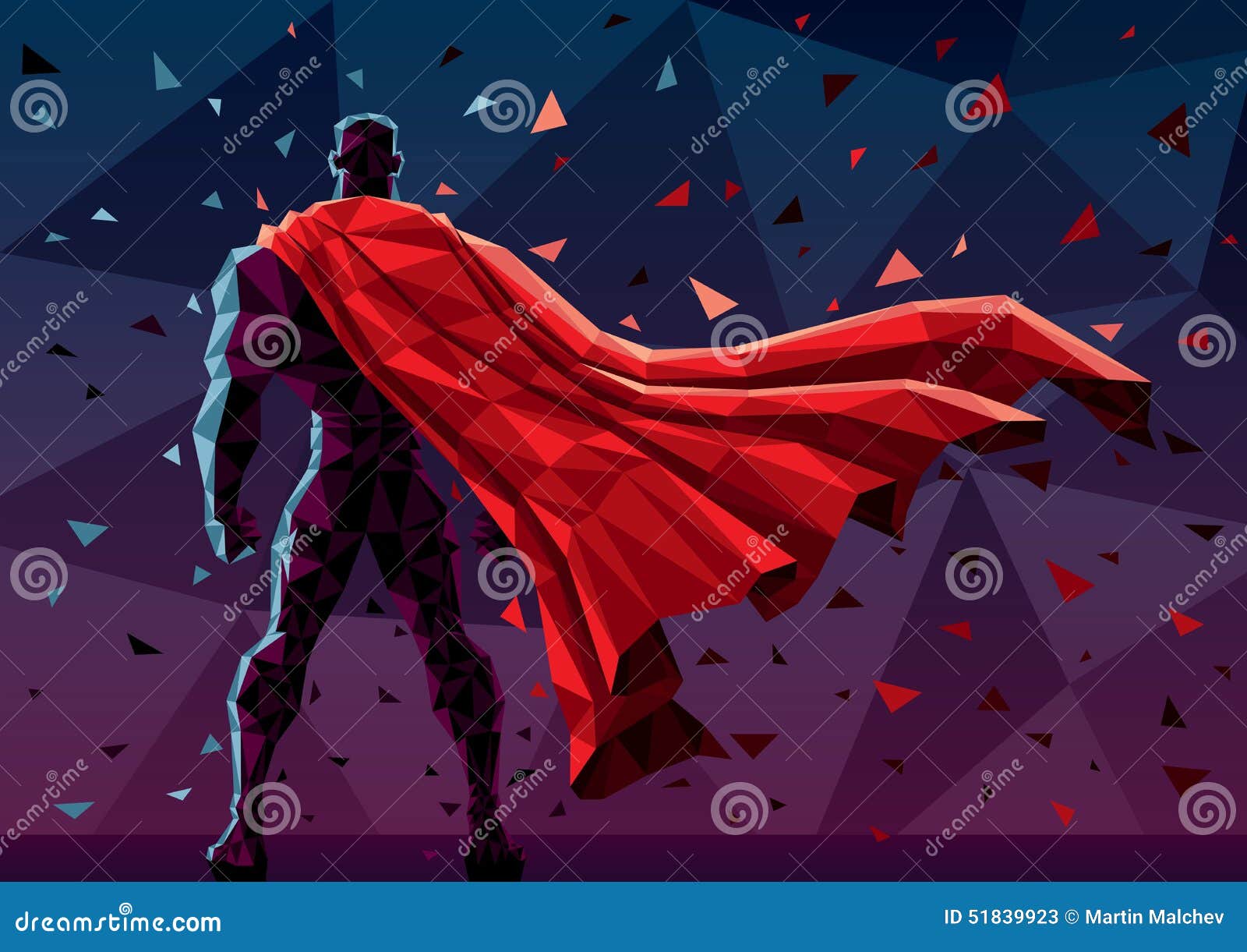 Low Poly Superhero stock vector. Illustration of muscular - 51839923
