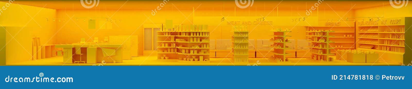 Low Poly Supermarket Interior in Orange Color Stock Illustration ...