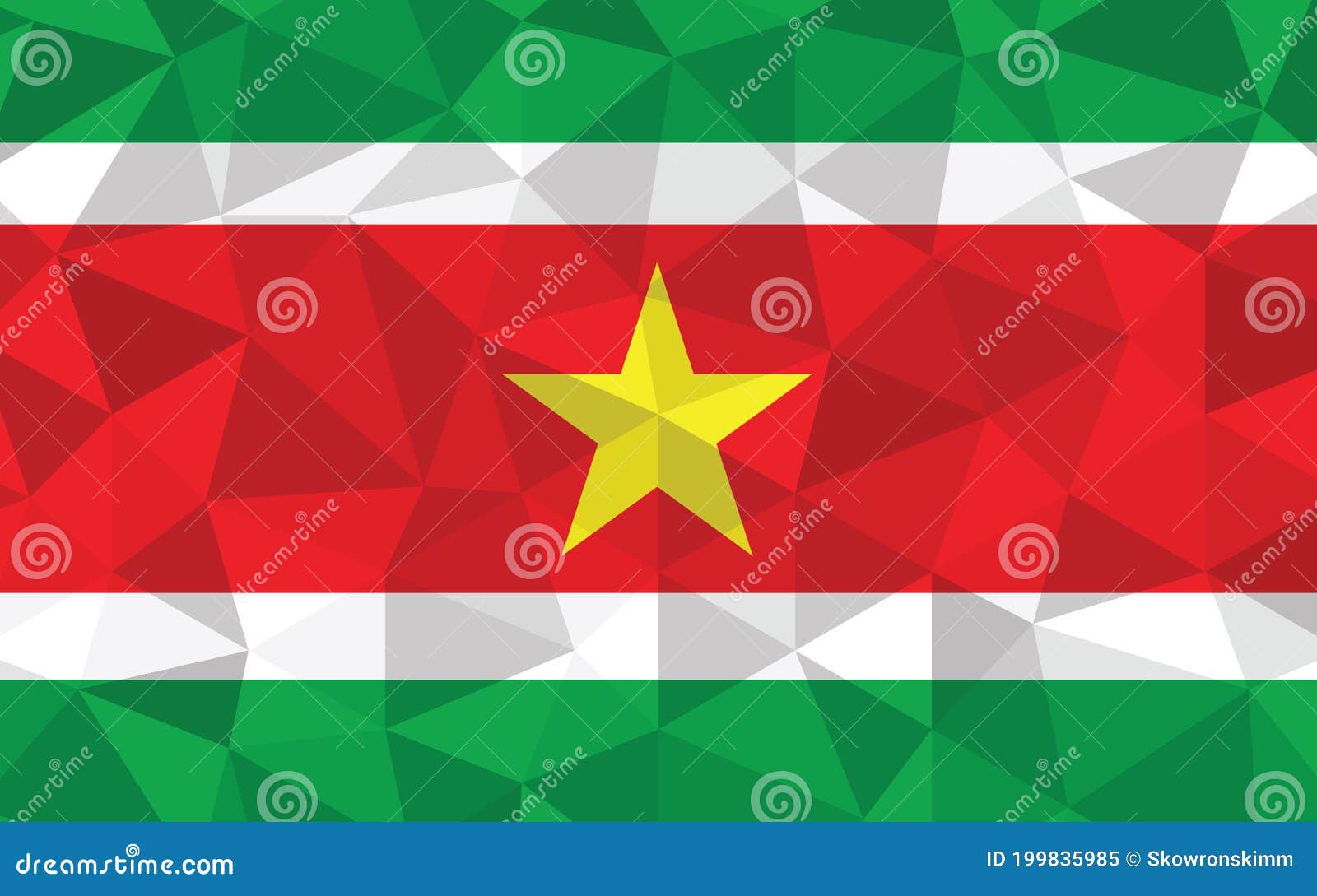Low Poly Suriname Flag Vector Illustration. Triangular Surinamese Flag ...