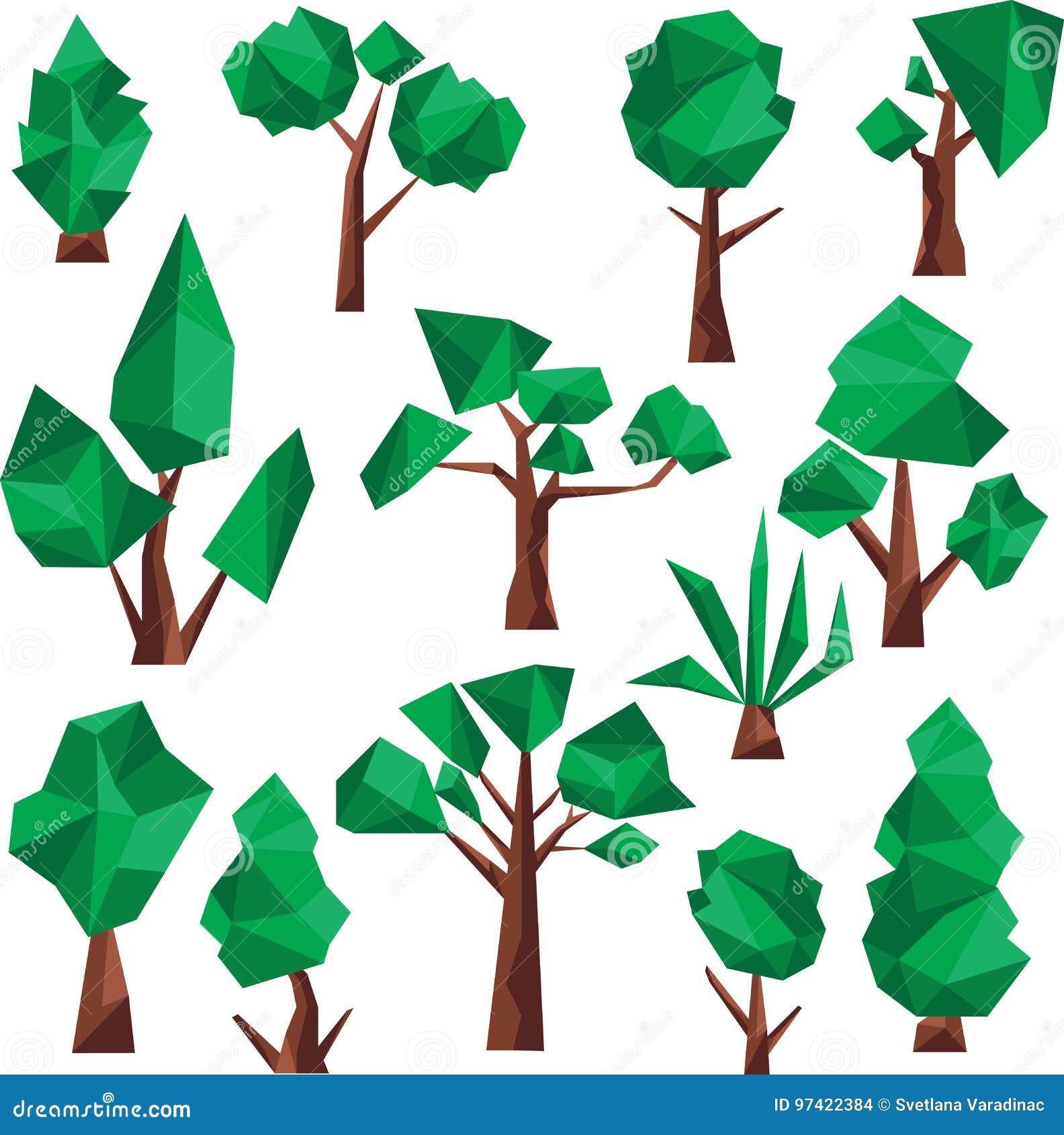 Low poly trees Clip Art stock vector. Illustration of tree - 97422384