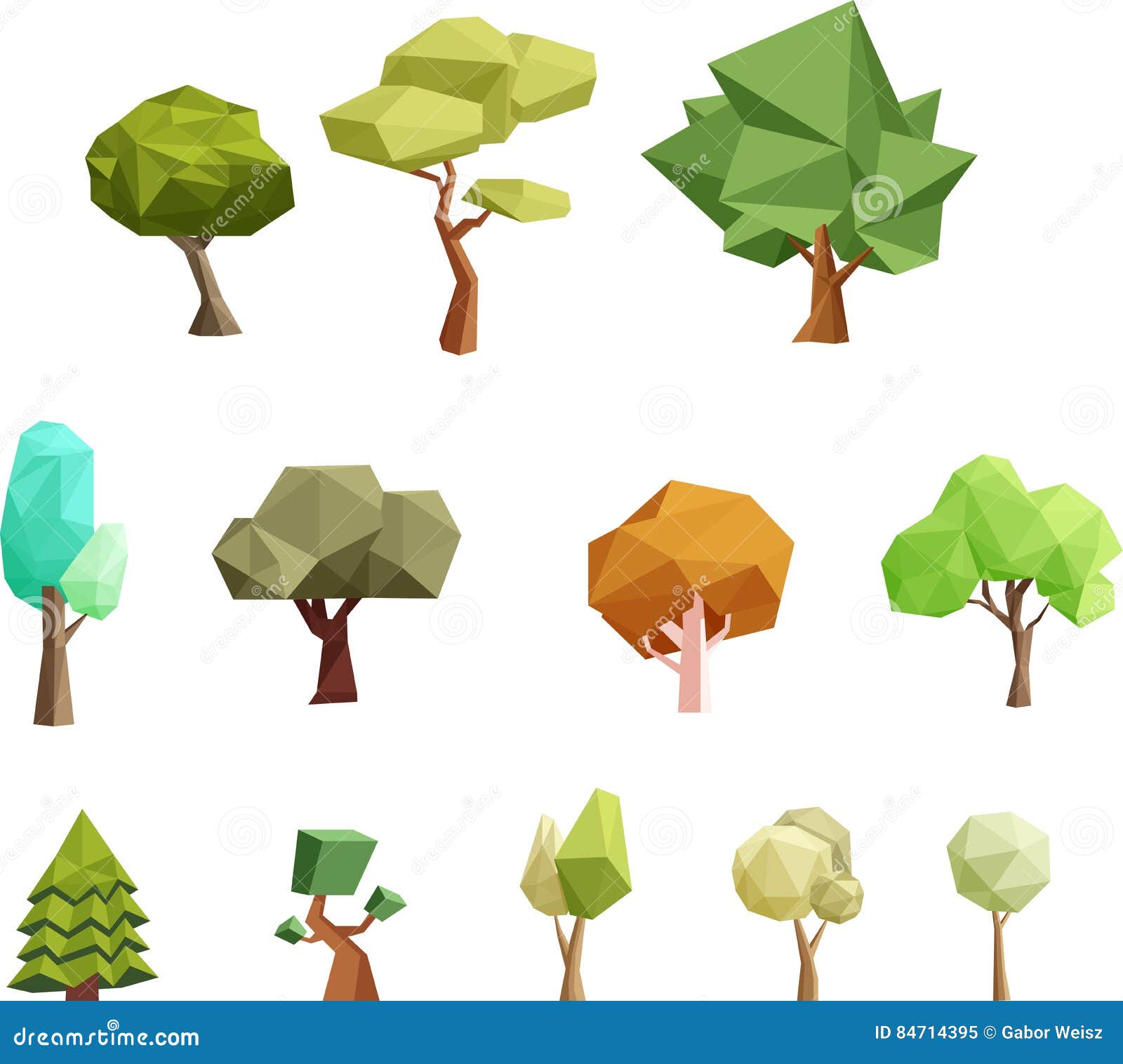 Low poly trees for games stock vector. Illustration of garden - 84714395