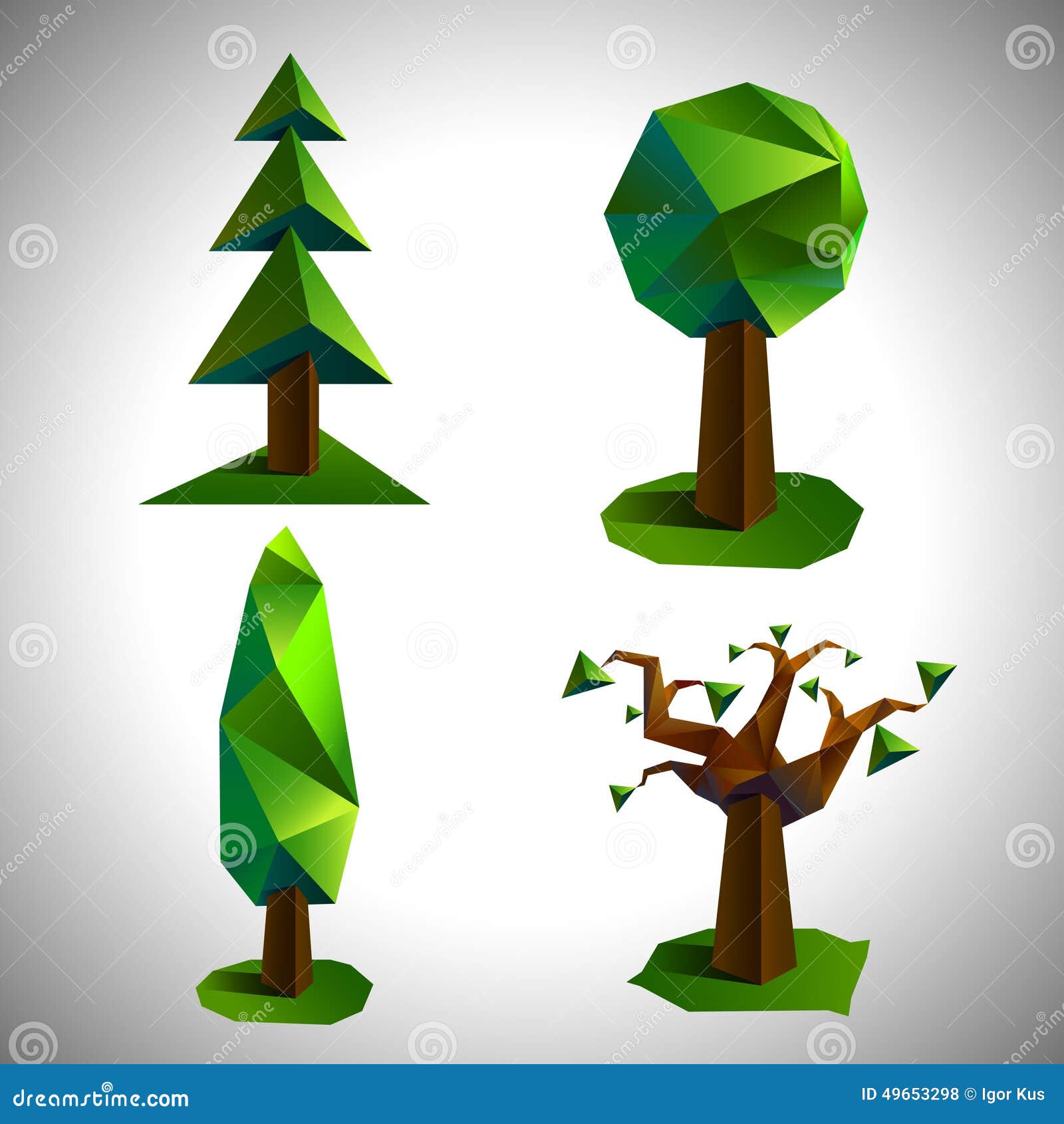 Low poly trees set vector stock vector. Illustration of four - 49653298