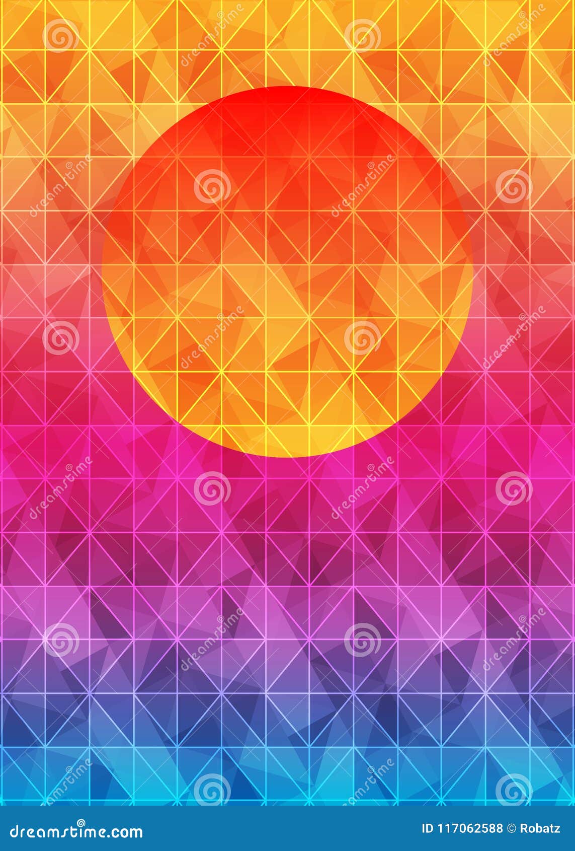 Low Poly Triangle Geometrical Background with Sun Over Sunset ...