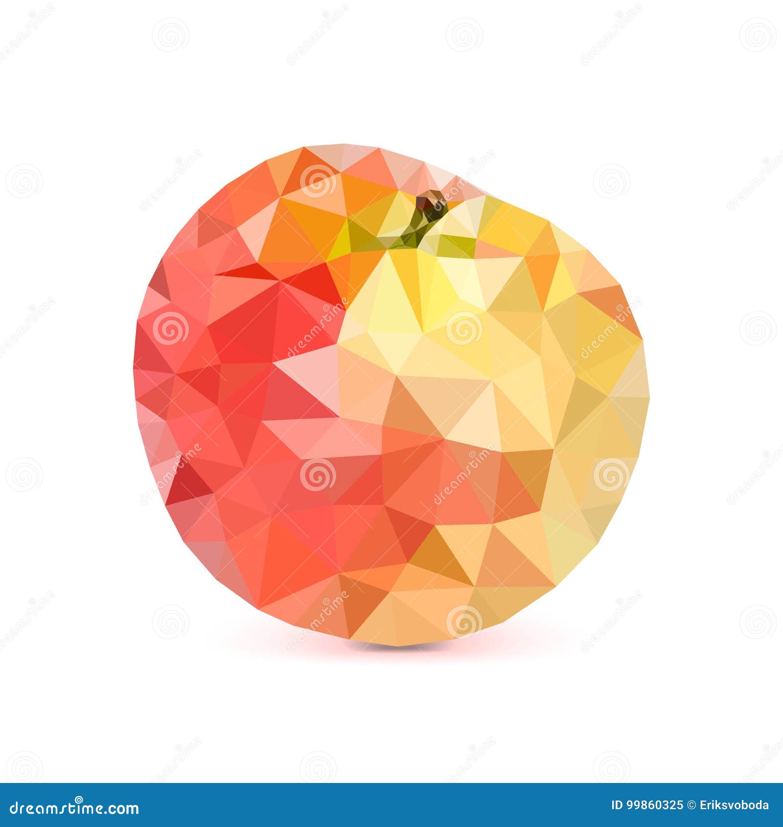 Low-poly Triangular Apple, 3D Illustration. Apple in a Geometric Style ...