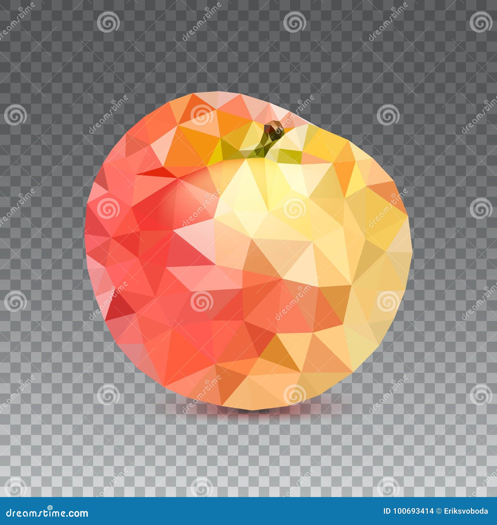 Low-poly Triangular Apple, 3D Illustration. Apple in a Geometric Style ...