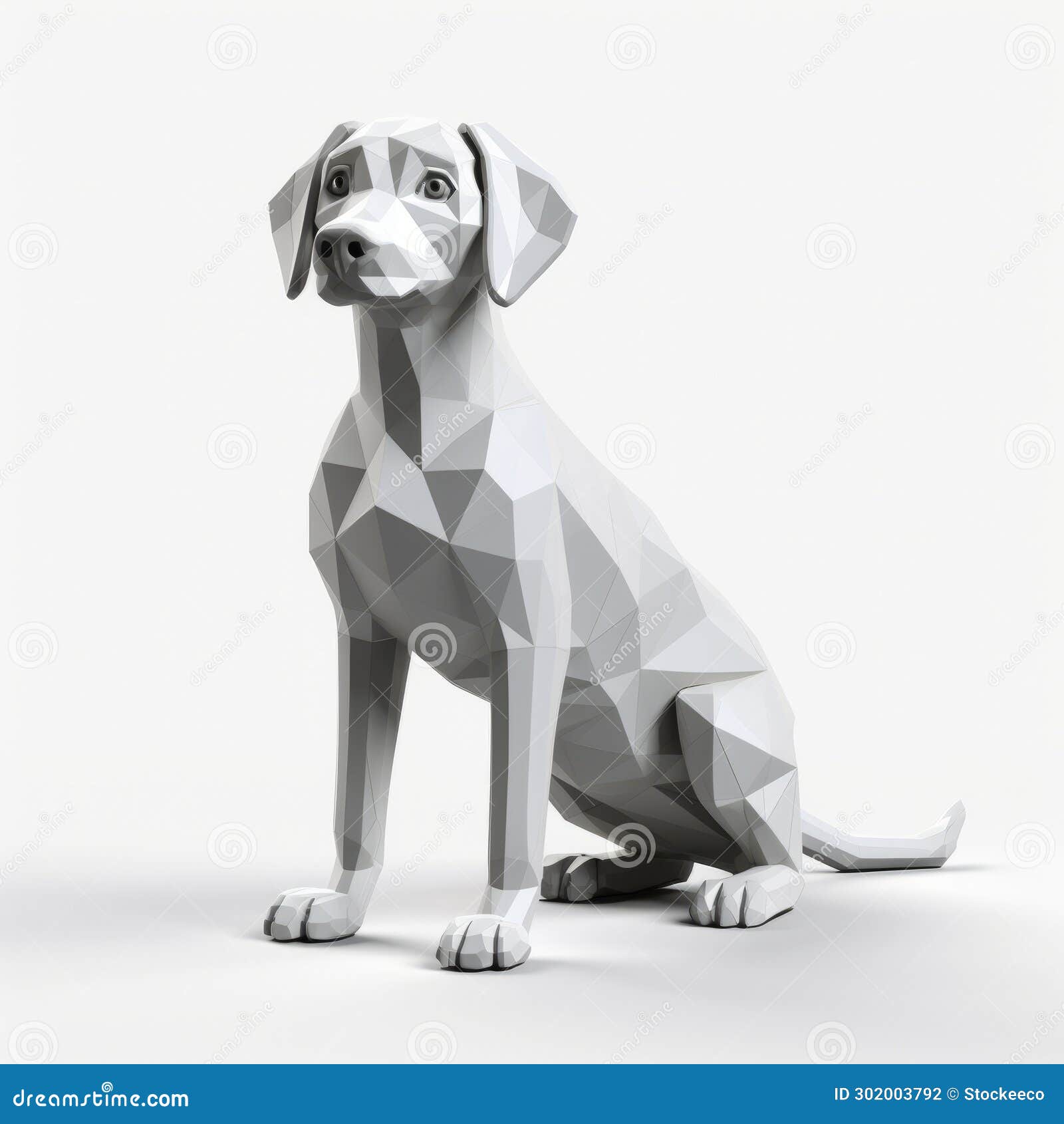 Low Poly Triangular Dog Sculpture with Realistic Detail Stock ...