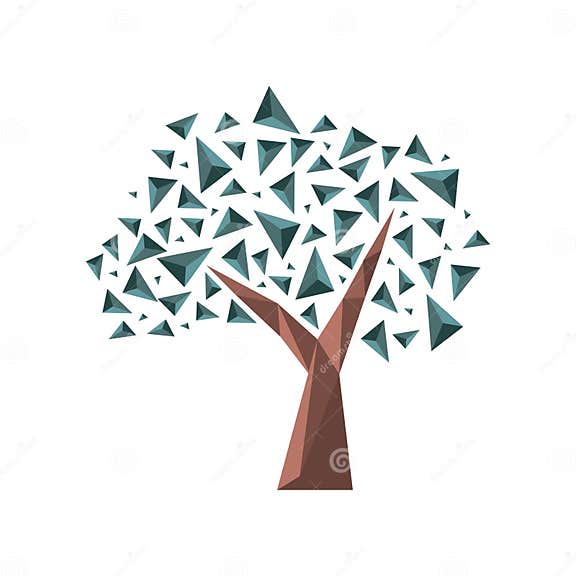 Low-Poly Triangular Leaf Pattern Vector, Abstract Geometric Tree Stock ...