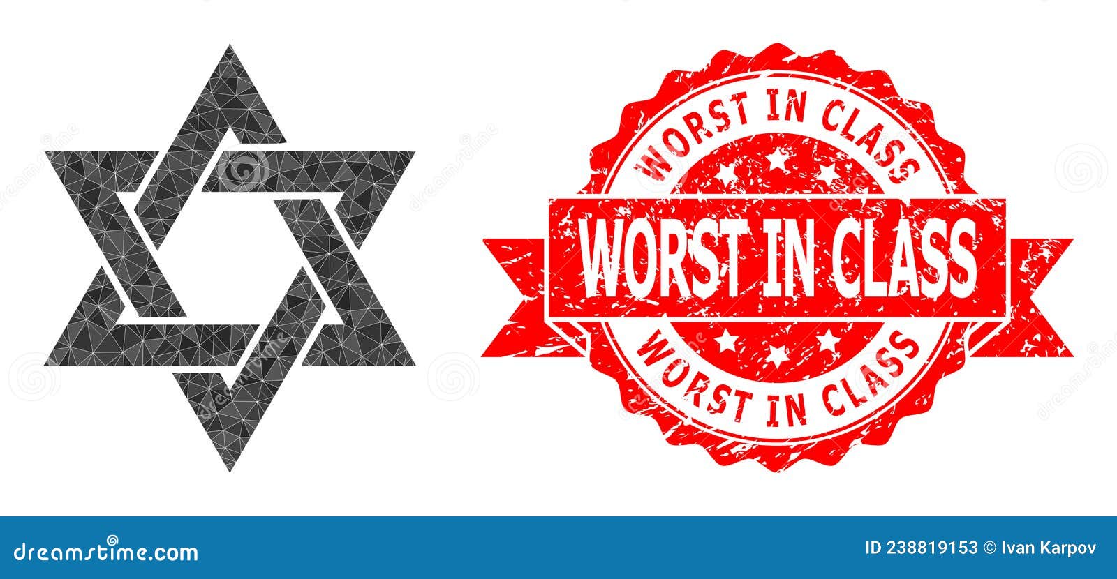 Scratched Worst in Class Stamp Seal and David Star Triangle Mocaic Icon ...